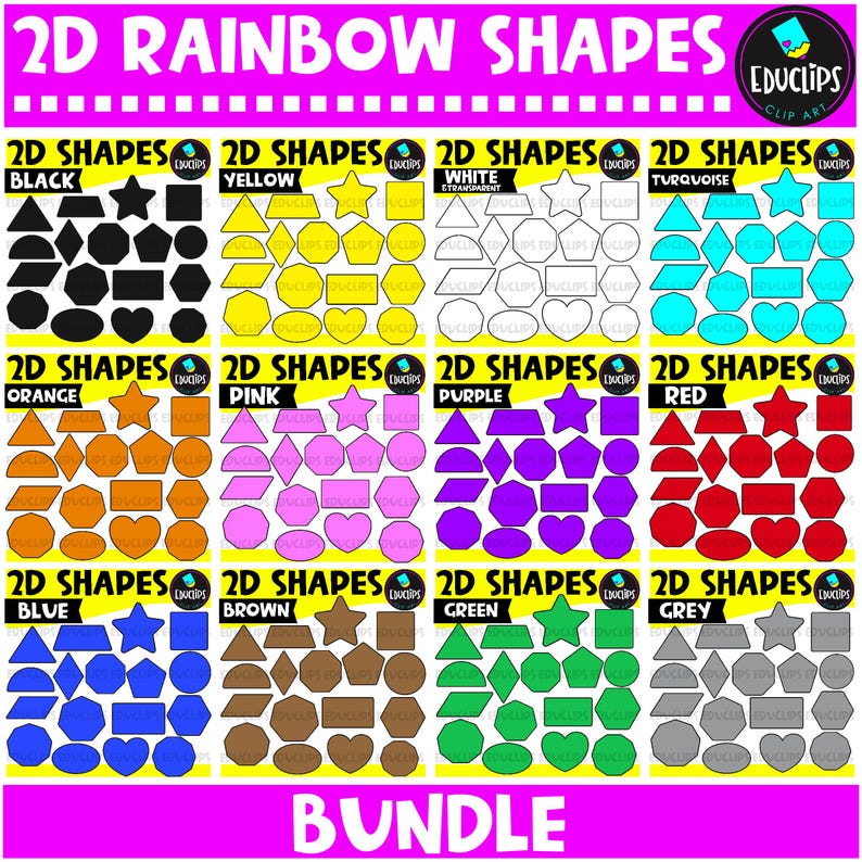 2D Shapes Clip Art Bundle - Etsy