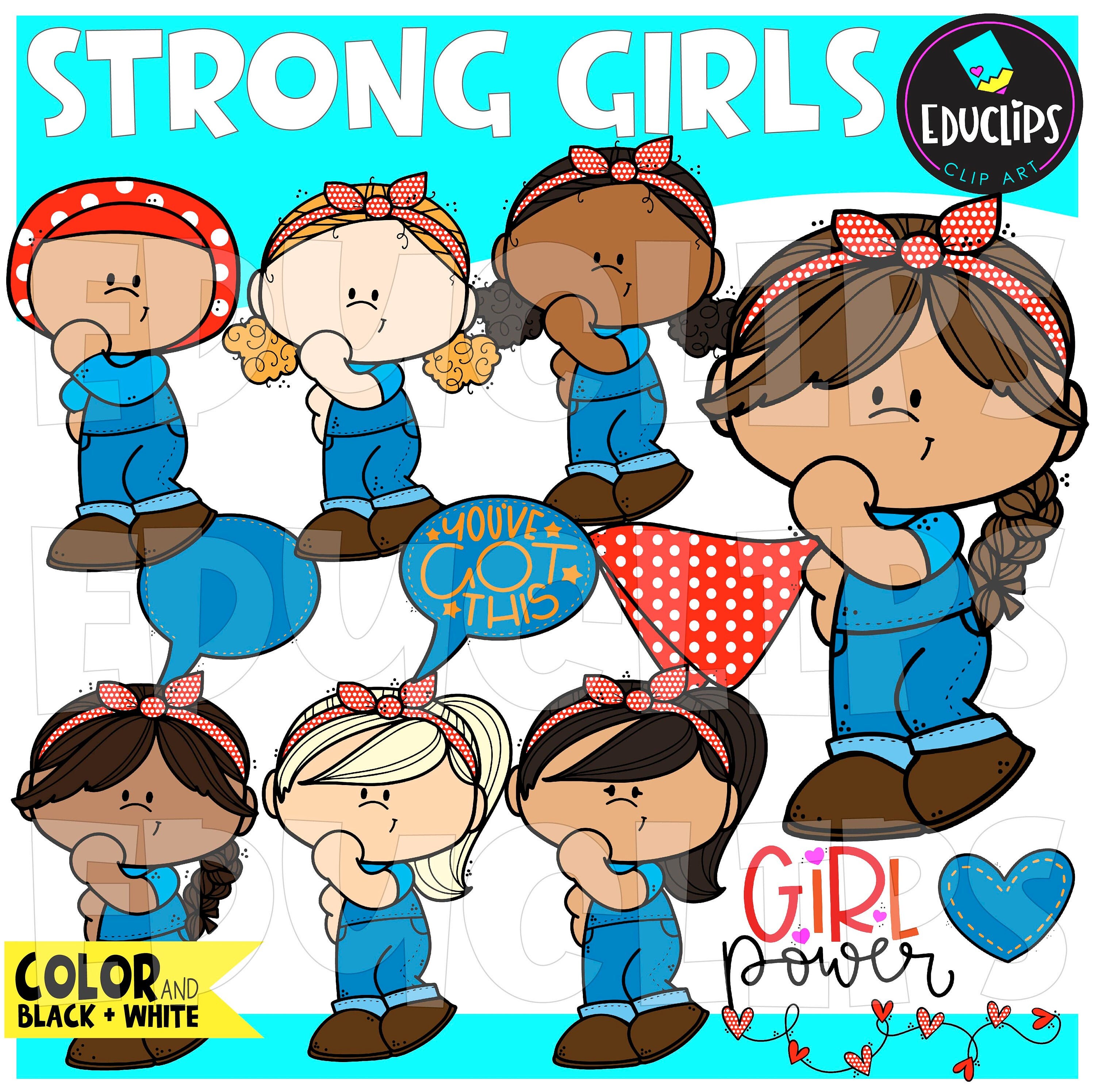 Strong Girls Clip Art Bold Women Images Gráficos de fuerza - Etsy México