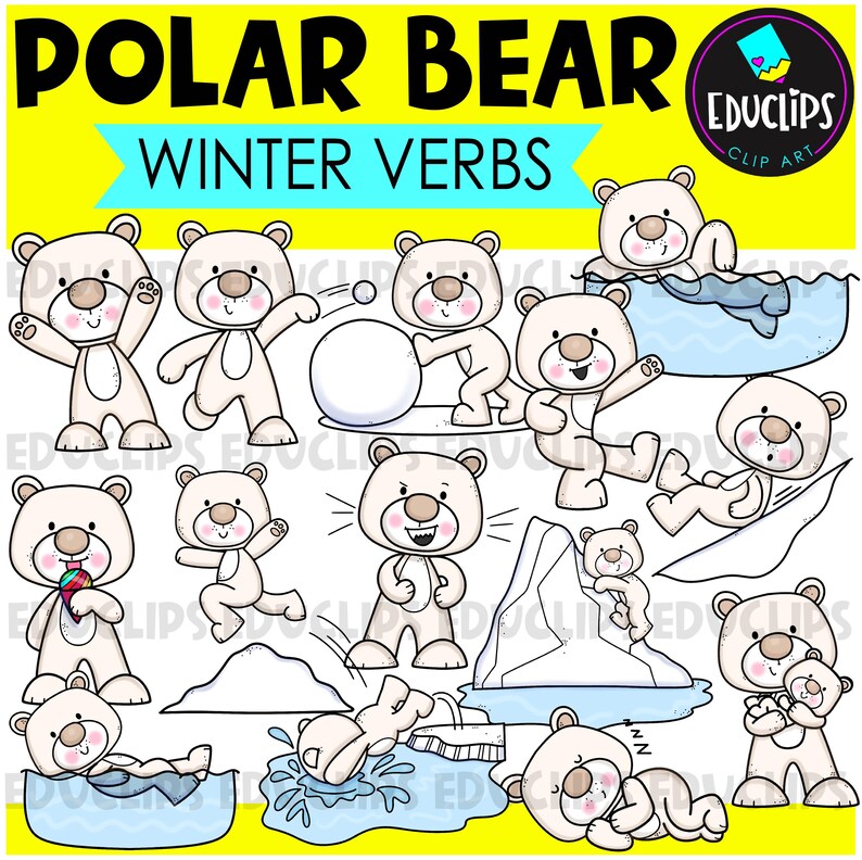 Verbs: Winter Characters Clipart Set - Etsy