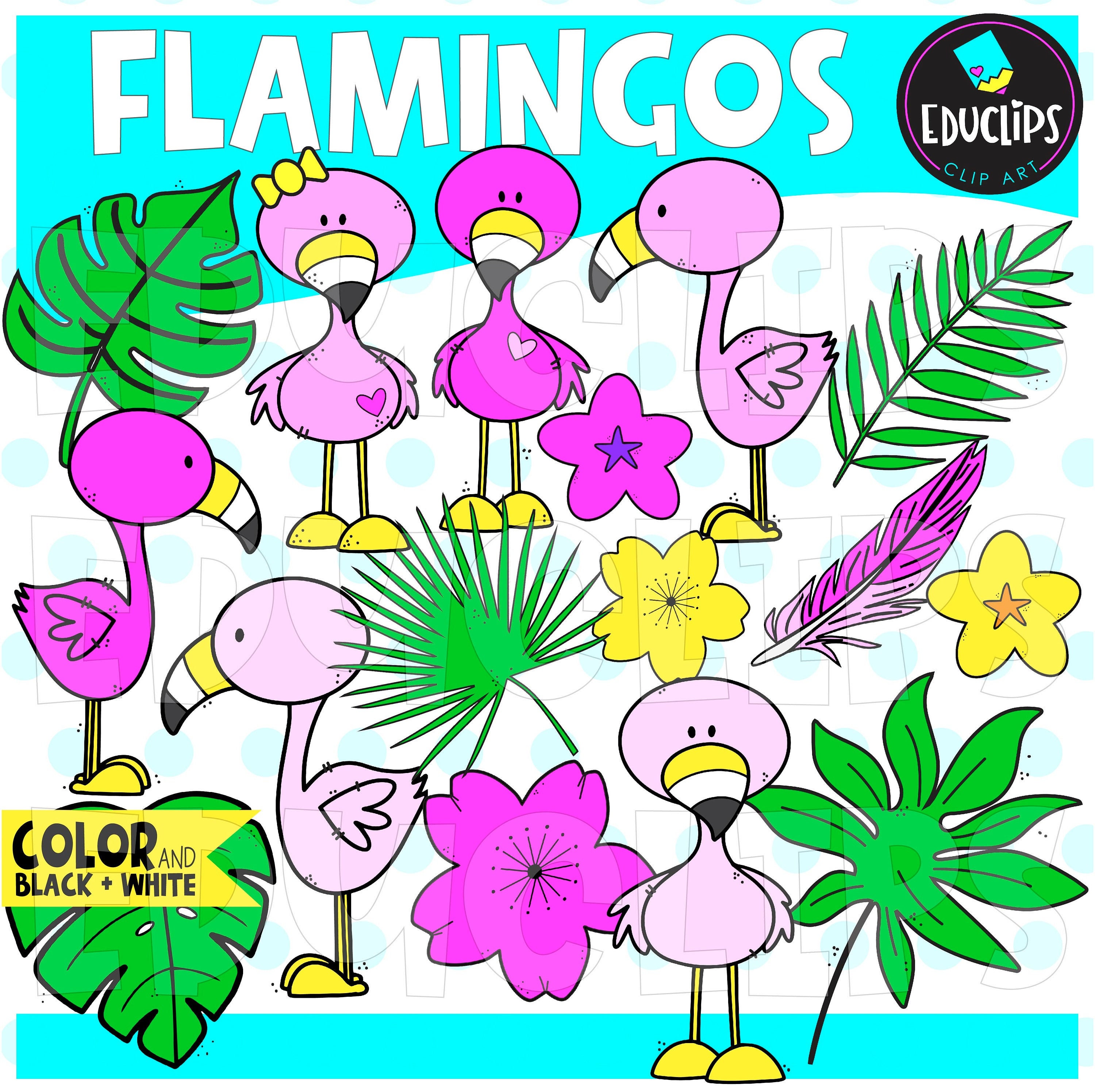 Flamingos Clip Art, Summer Graphics, Bird Images, COMMERCIAL USE - Etsy
