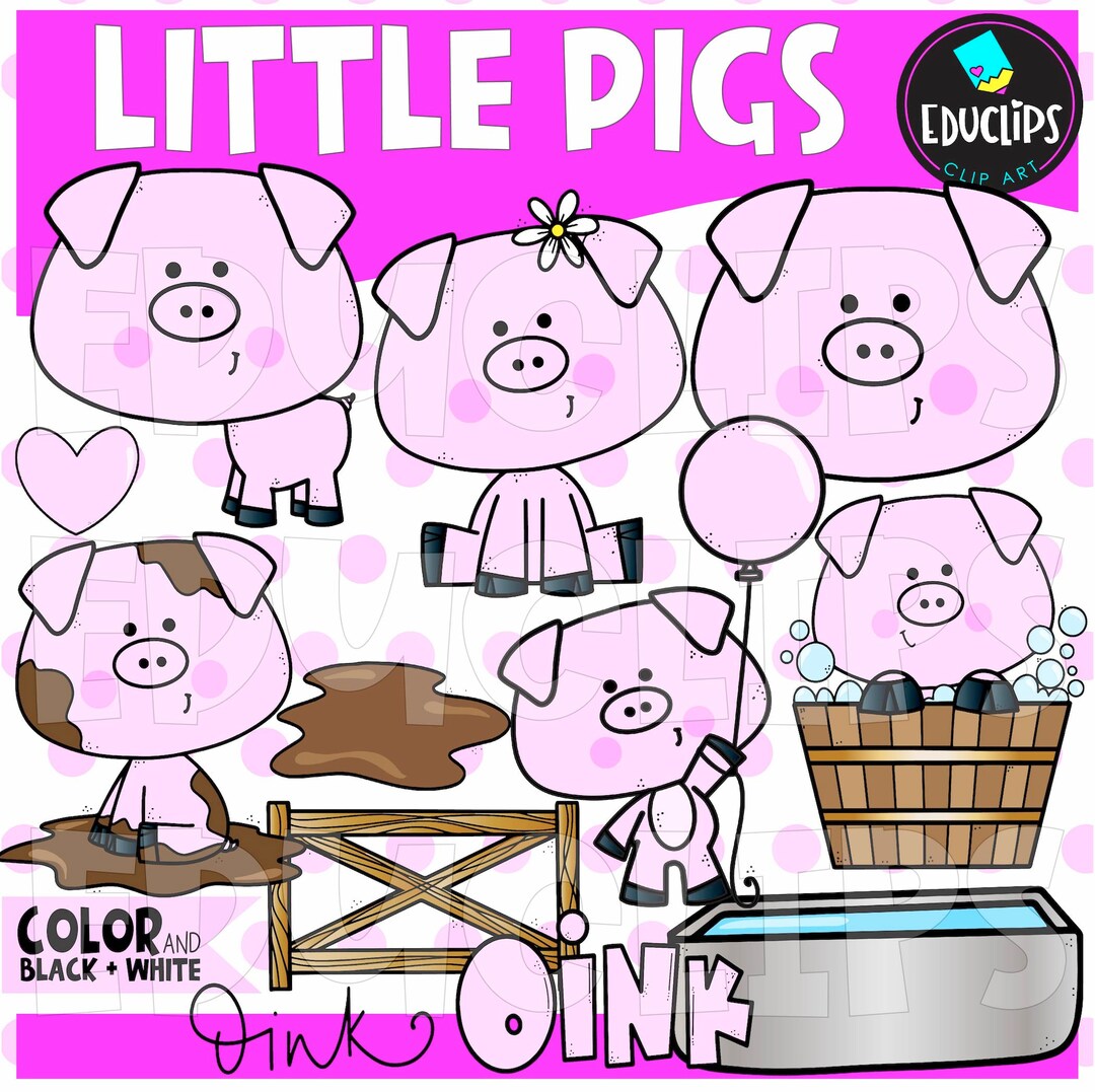 Little Pigs Clip Art, Pig Images, Farm Animal Graphics, COMMERCIAL USE ...