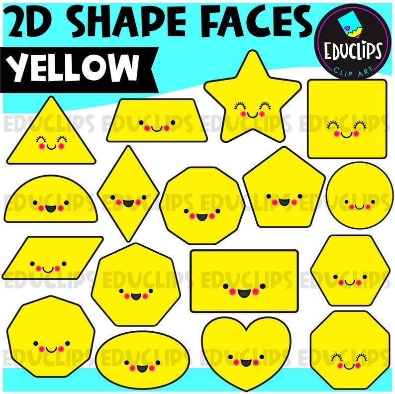 Rainbow Shape Faces Clipart Bundle - Etsy