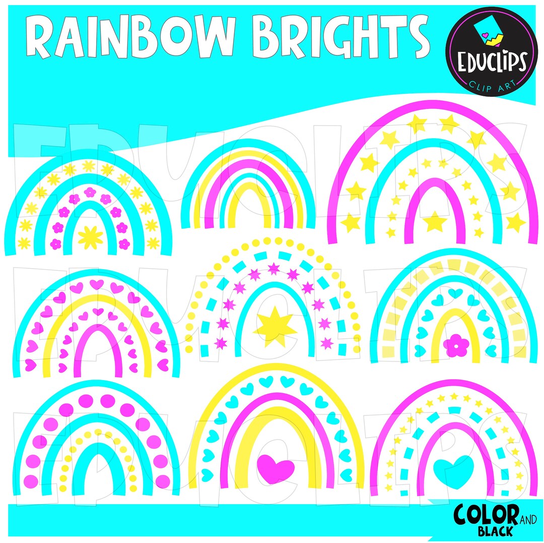 Rainbow Brights Clip Art Set Imágenes brillantes Diseños - Etsy México