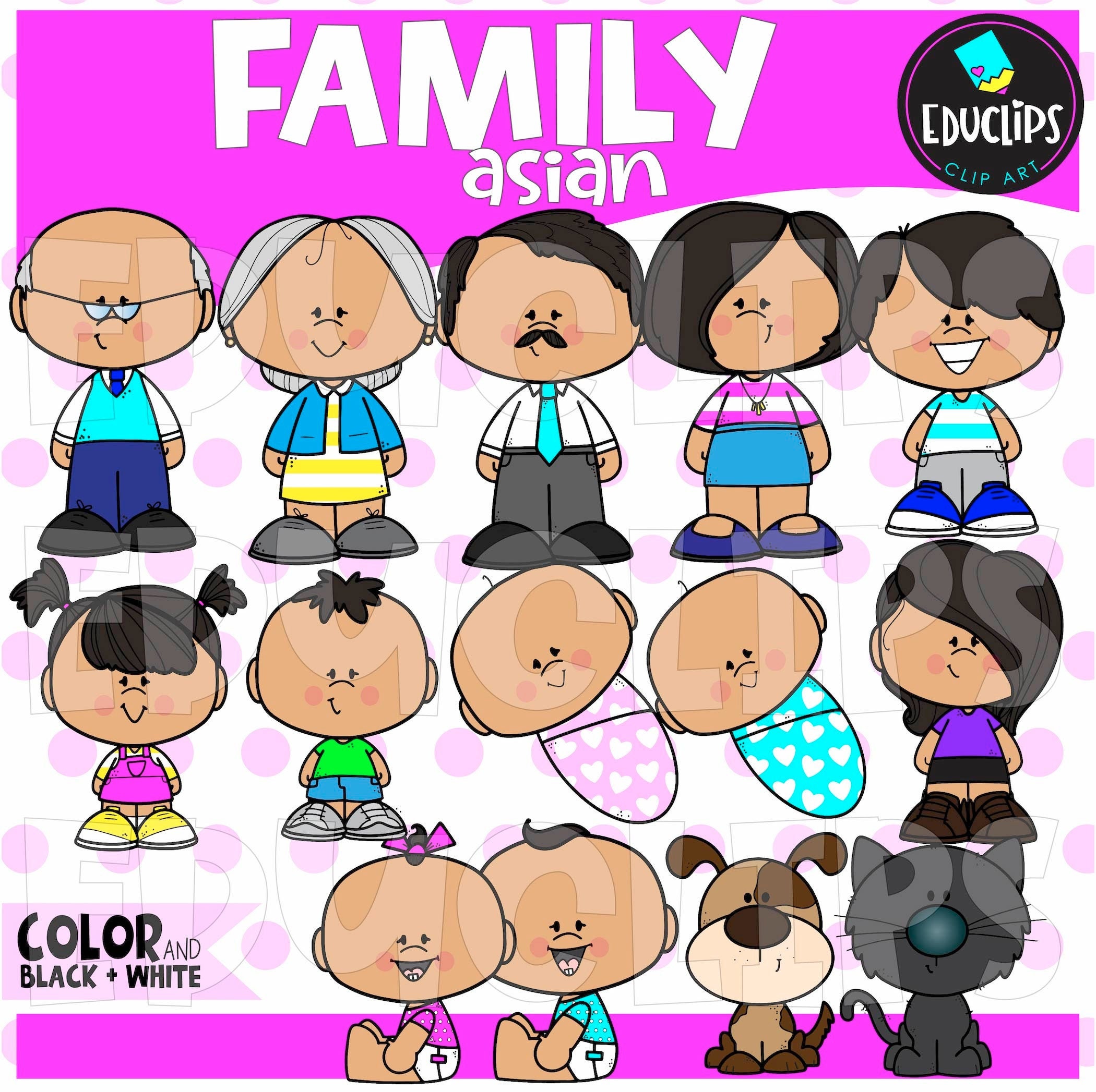 Asian Family Members Clip Art