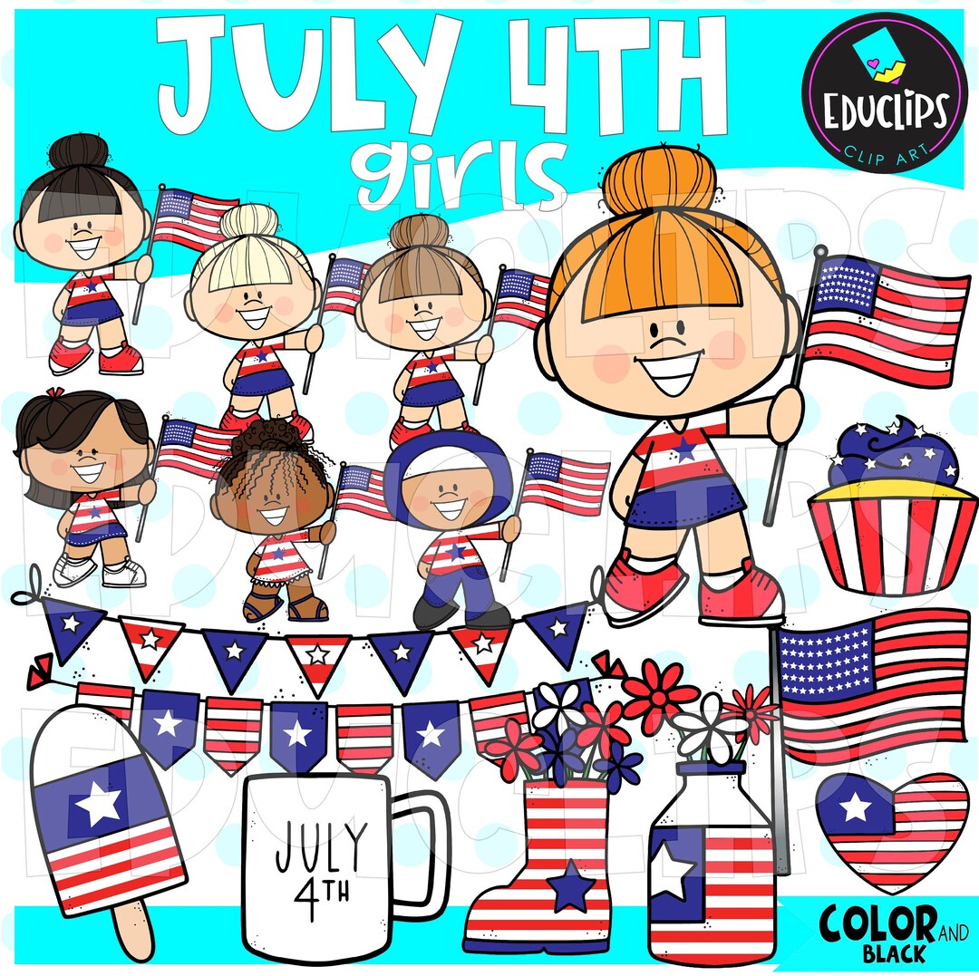 July 4th Girls Clip Art, Independence Day Images, Patriotic Graphics ...