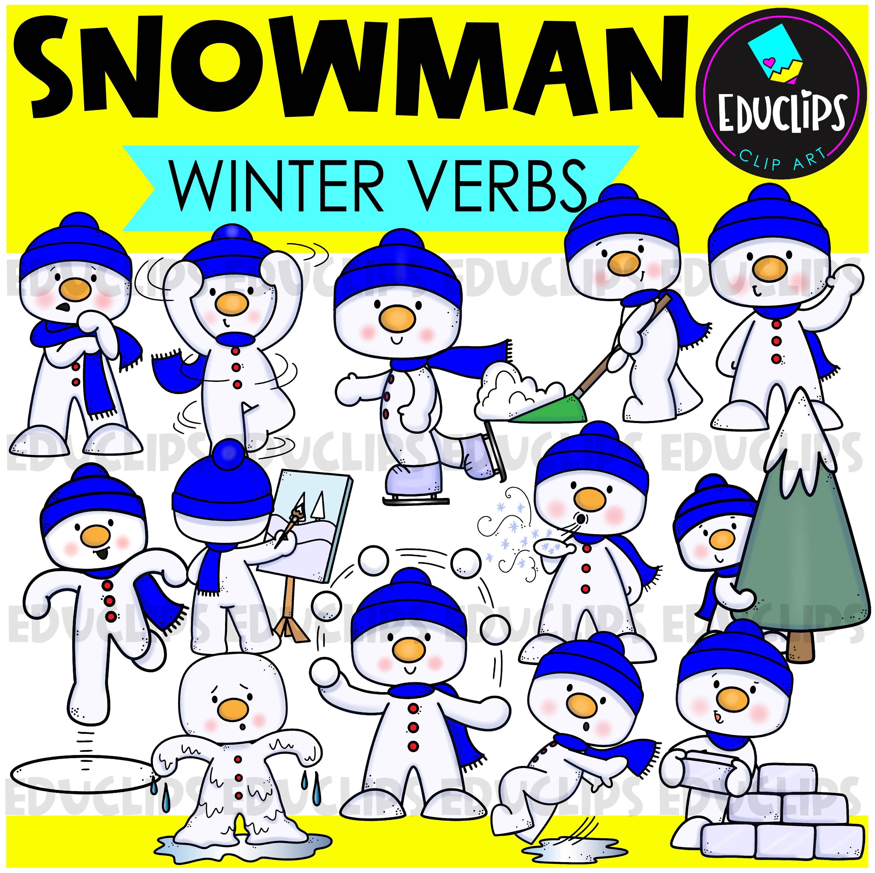Verbs: Winter Characters Clipart Set - Etsy