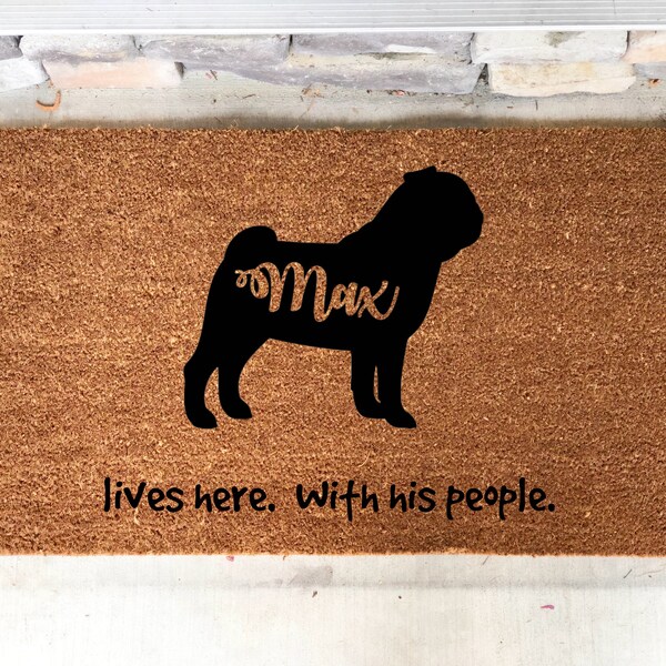 Pug Welcome Mat - Etsy