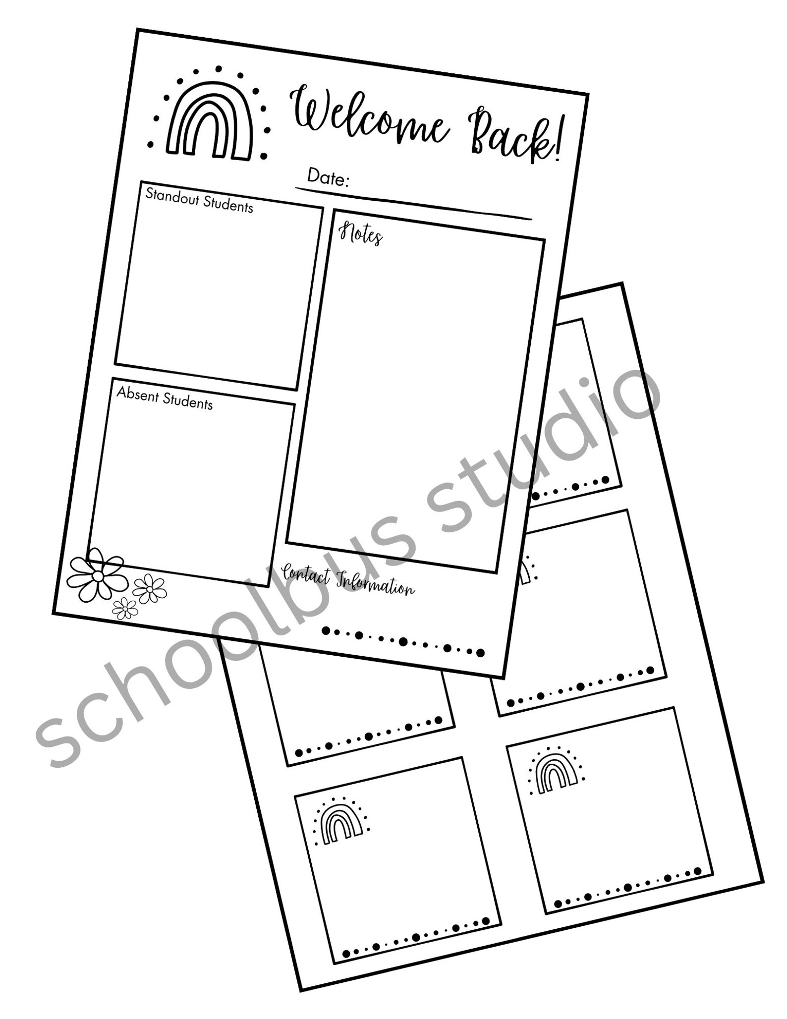 Printable Substitute Teacher Communication Sheet and Contact Cards - Etsy