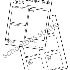Printable Substitute Teacher Communication Sheet and Contact Cards - Etsy