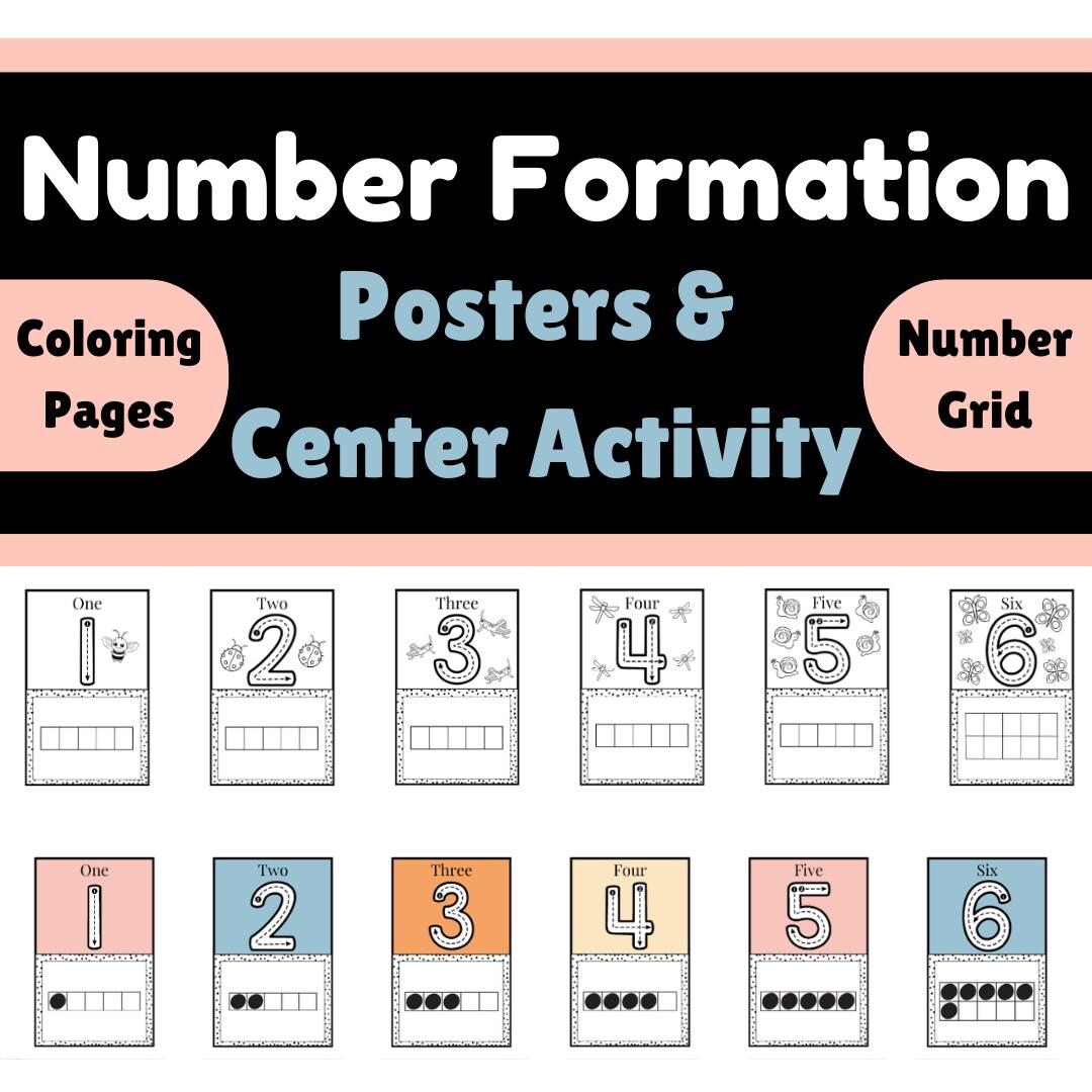 Number Formation Classroom Posters and Activity Center Coloring Pages ...