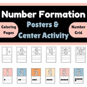 Number Formation Classroom Posters and Activity Center Coloring Pages ...
