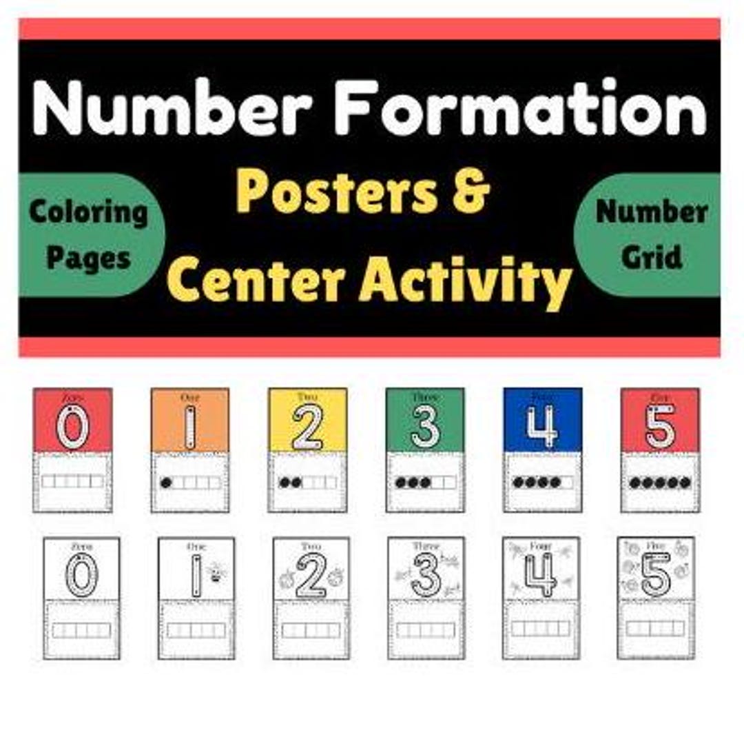 Number Formation Posters and Coloring Pages, Number Tracing, Primary ...
