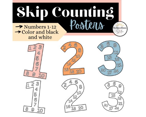 Skip Counting Numbers Poster and Coloring Pages - Etsy