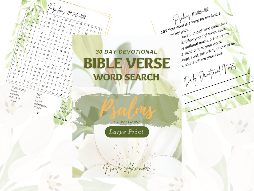 30 Day Devotional NIV Bible Word Search Psalms Large Print Instand Download - Etsy