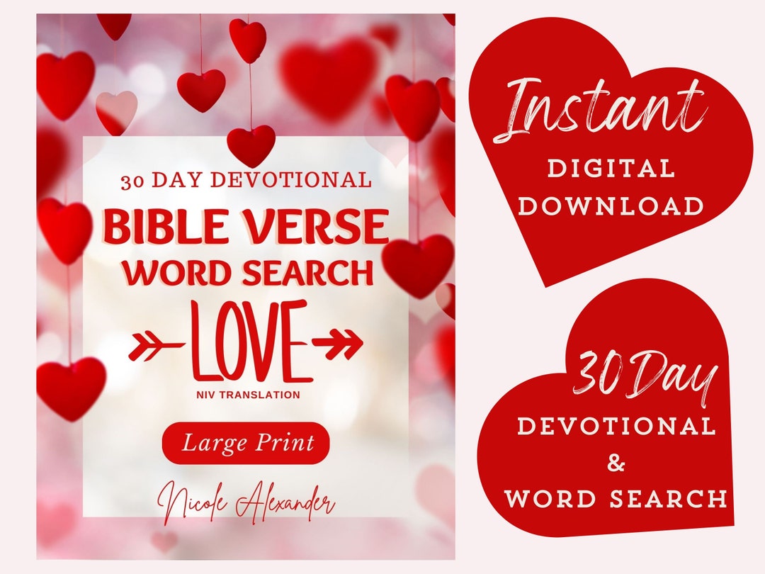 30 Day Devotional NIV Bible Word Search Love Large Print Instant ...
