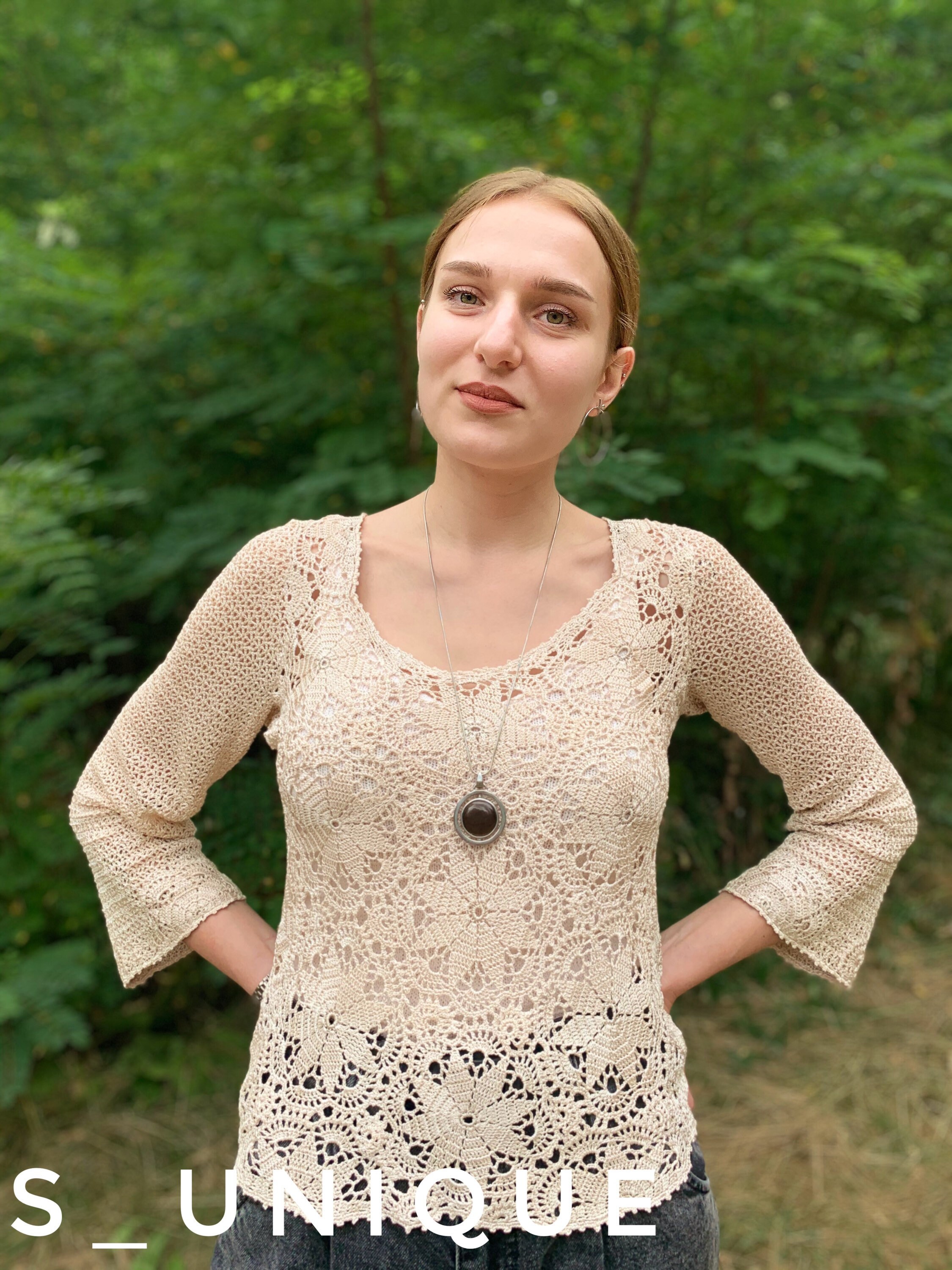 Handmade Beige Top, Crochet Tunic, Crochet Blouse, Summer Ladies Blouse ...