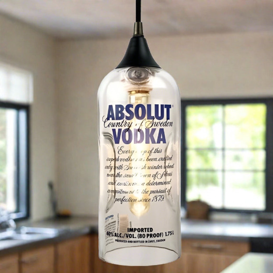 Absolut Vodka Bottle Pendant Light - Etsy