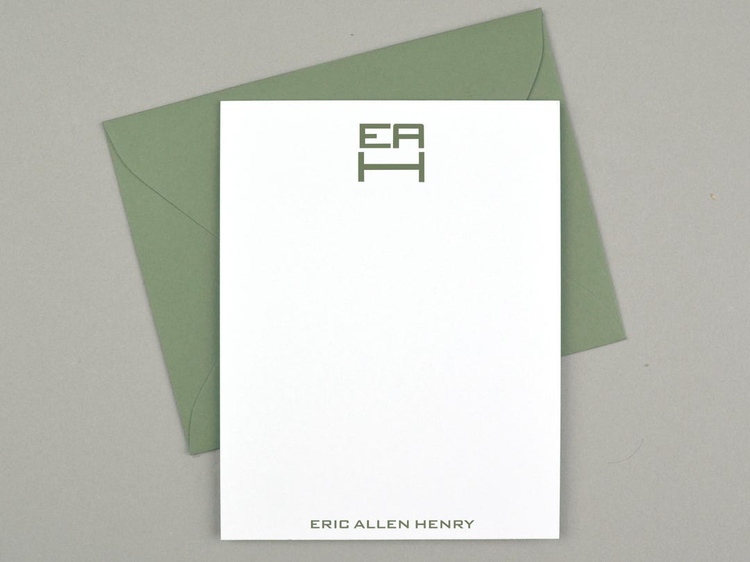 Personalized Stationary for Men, Modern Monogram Stationery, Business ...