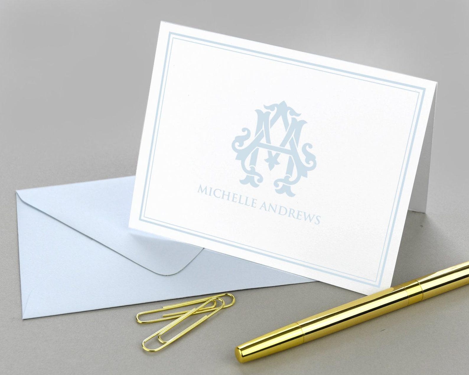 Monogram Stationary Monogrammed Note Card Personalized Note Cards Set ...