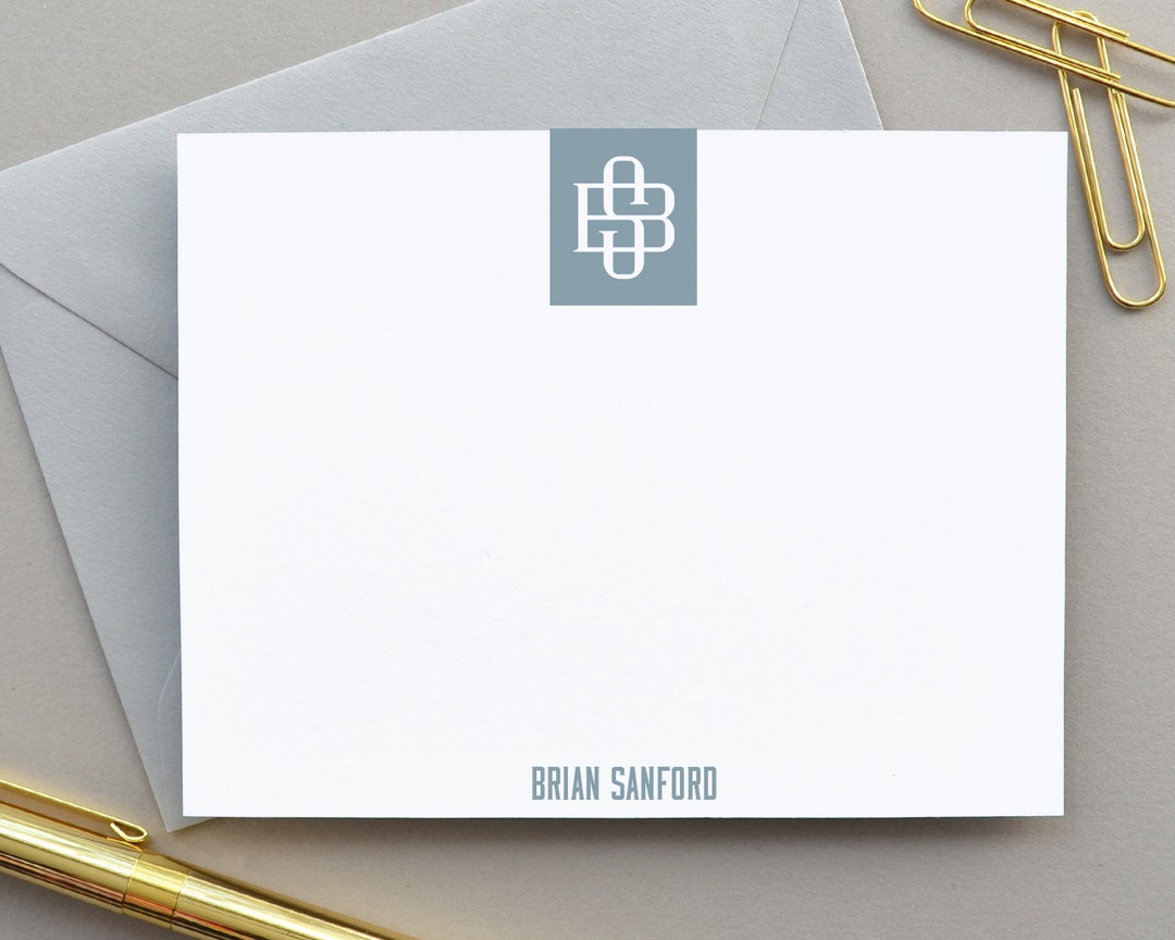 Monogram Stationary for Men, Personalized Mens Stationary Personalized Monogram Stationary ...