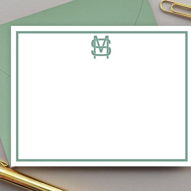 Block Monogram Note Cards - Etsy