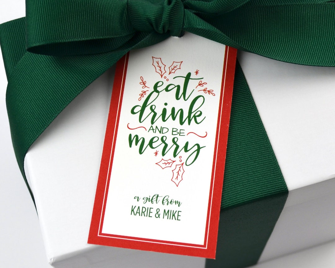 Eat Drink and Be Merry Tag, Personalized Christmas Gift Tag ...