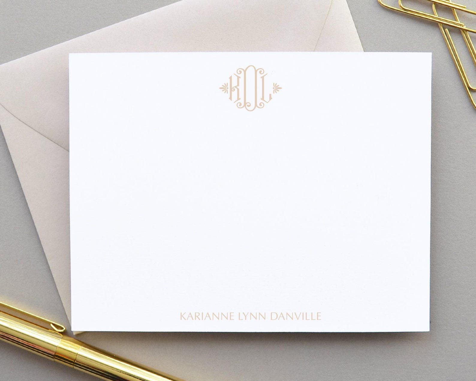 Monogram Stationary Monogrammed Note Card Personalized Note Cards Set ...