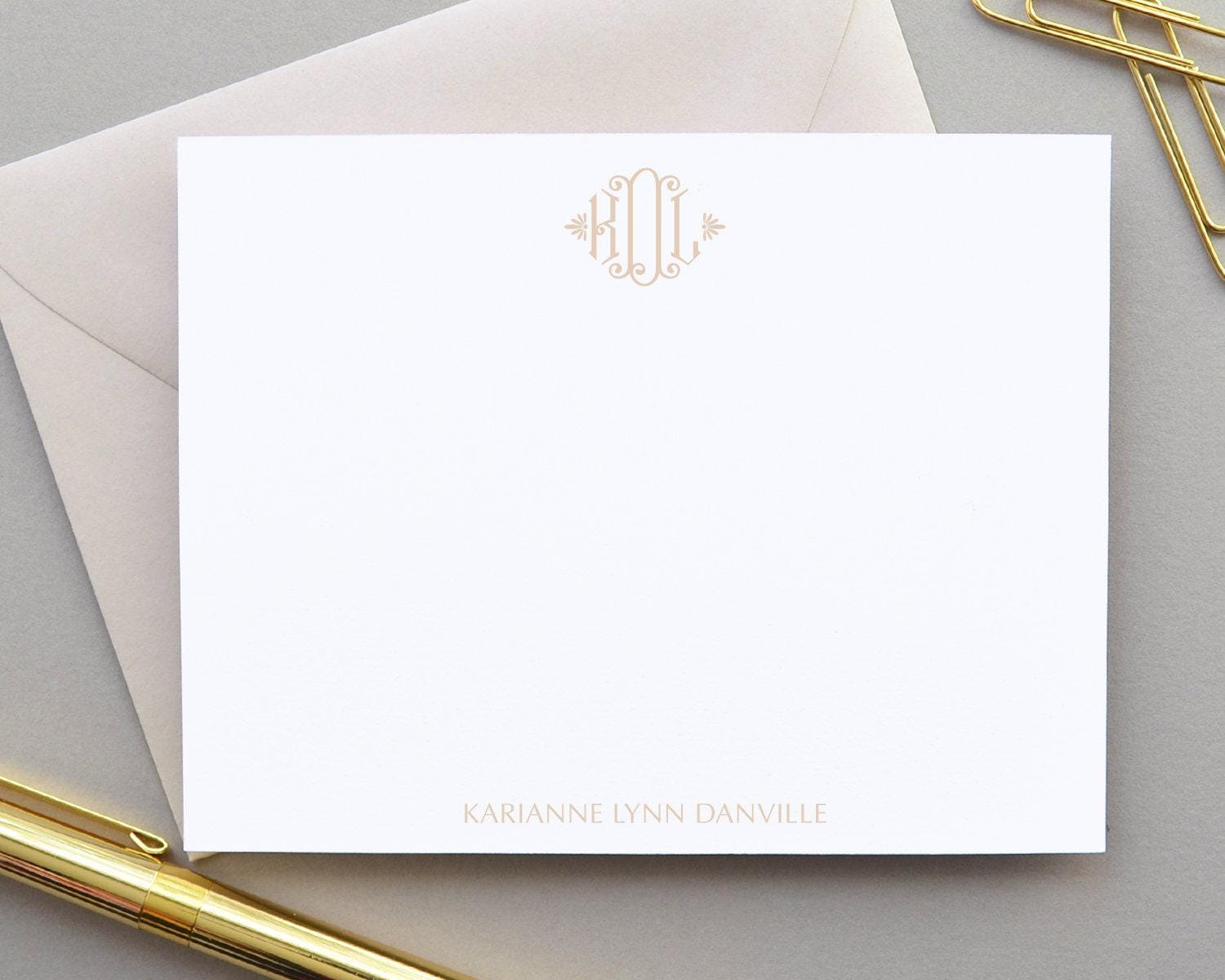 Monogram Stationary Monogrammed Note Card Personalized Note Cards Set ...