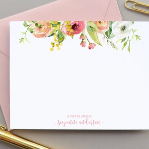 Personalized Floral Stationary Set Personalized, Note Cards Set, Pink ...