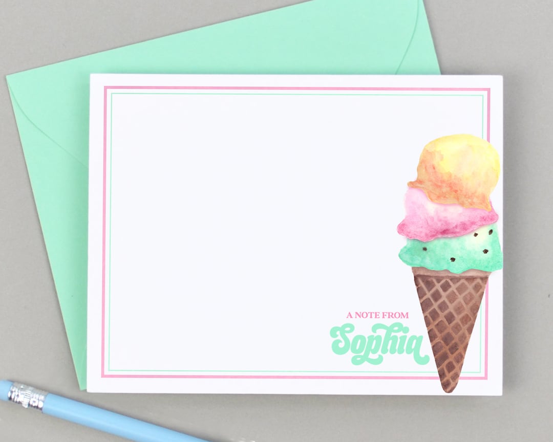 Personalized Ice Cream Stationary Set Ice Cream Stationary for Kids ...