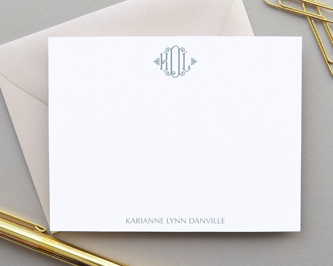 Personalized Stationary, Monogram Stationary Monogrammed Note Card ...