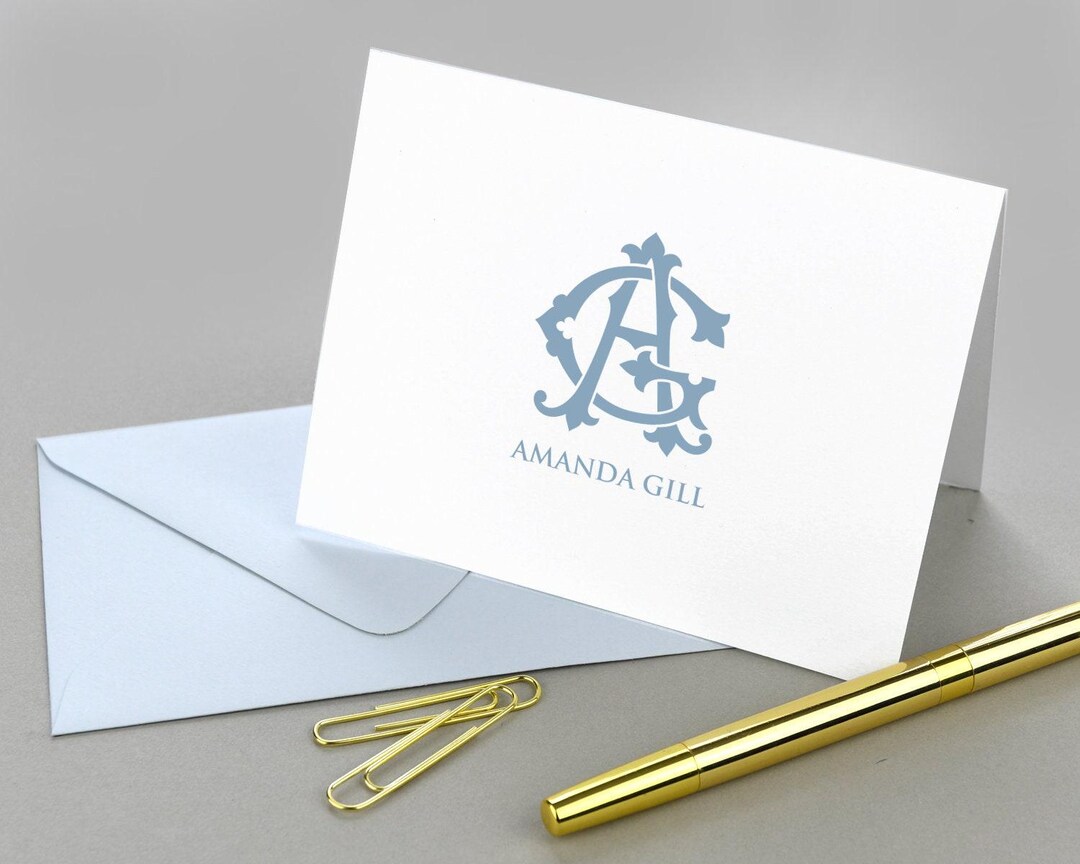 Monogram Stationary Monogrammed Note Card Personalized Note Cards Set ...