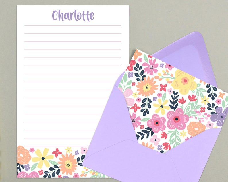 Personalized Kids Letter Writing Set, Stationary Paper for Girls ...