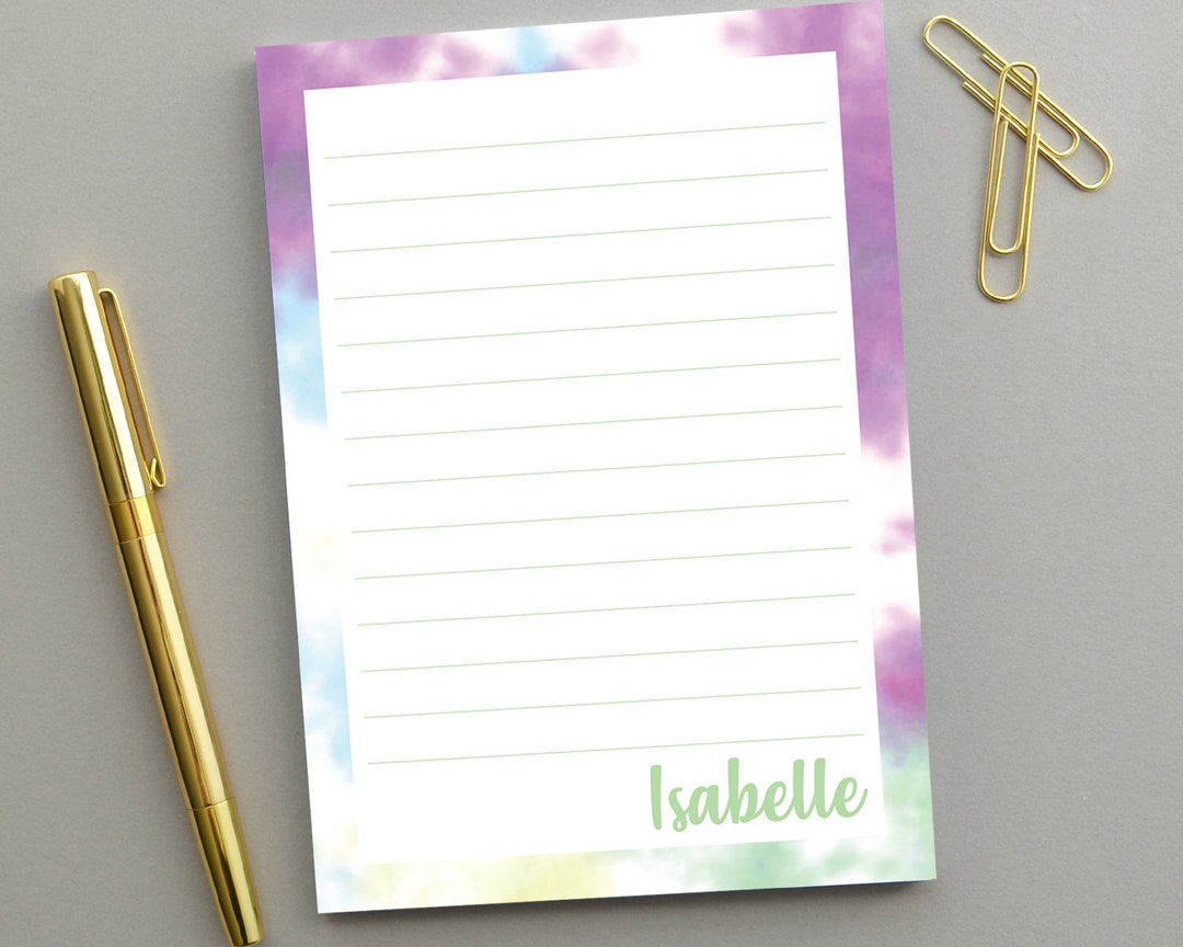 Tie Dye Personalized Notepad, Girls Stationary Personalized Stationery ...