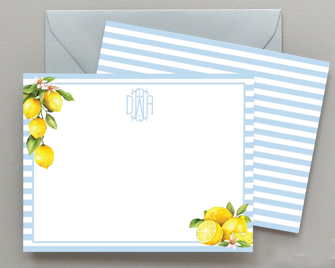 Personalized Lemon Stationary Set, Personalized Lemon Thank You Cards ...
