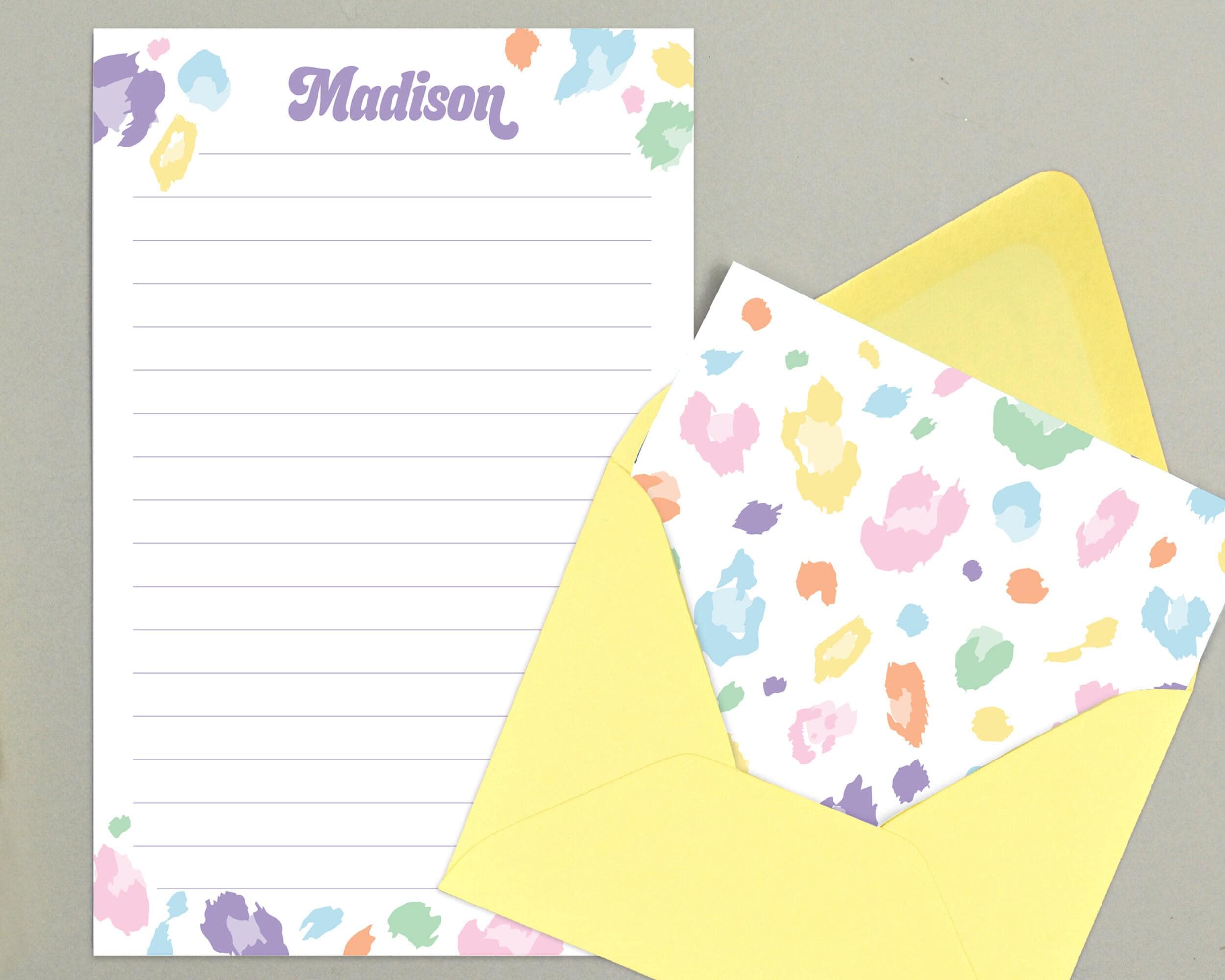 Kids Letter Writing Set, Personalized Stationary Paper for Girls ...
