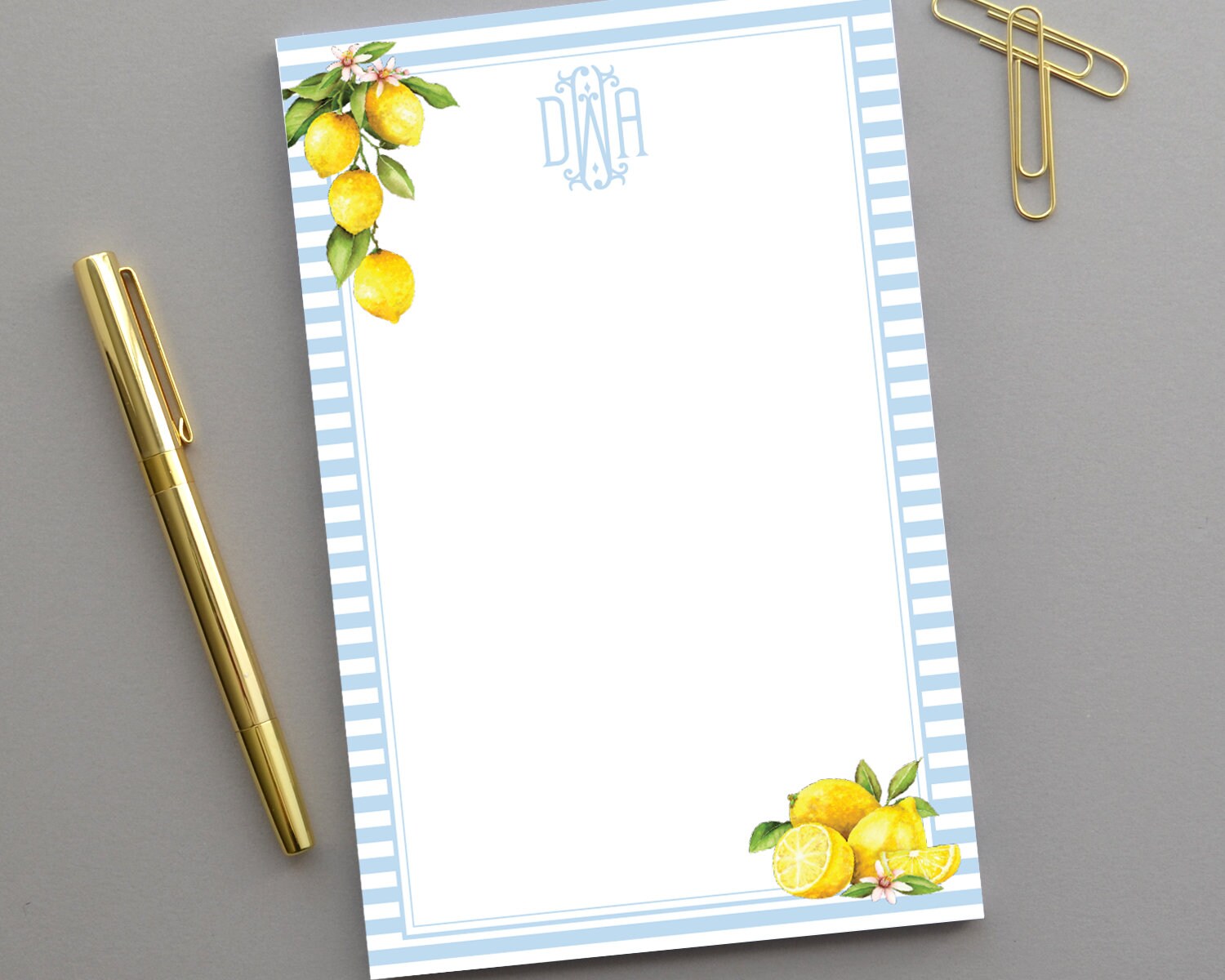 Personalized Lemon Notepad Monogram Lemon Stationary | Etsy