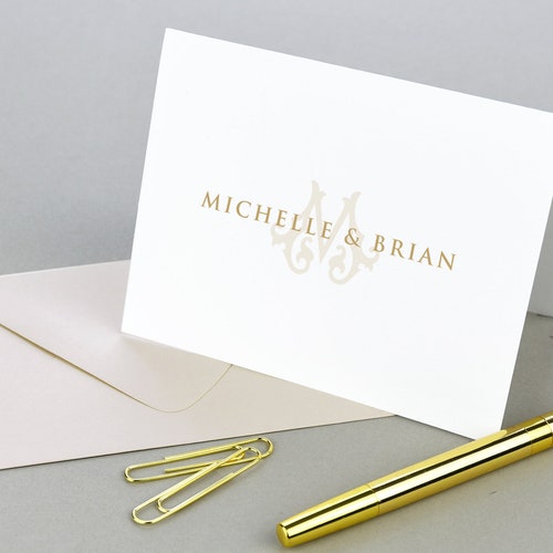 Vintage Bouquet Monogram Thank You Notes Personalized - Etsy