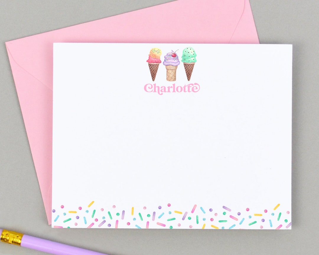 Ice Cream Stationary for Kids Personalized Stationary Set, Personalized ...