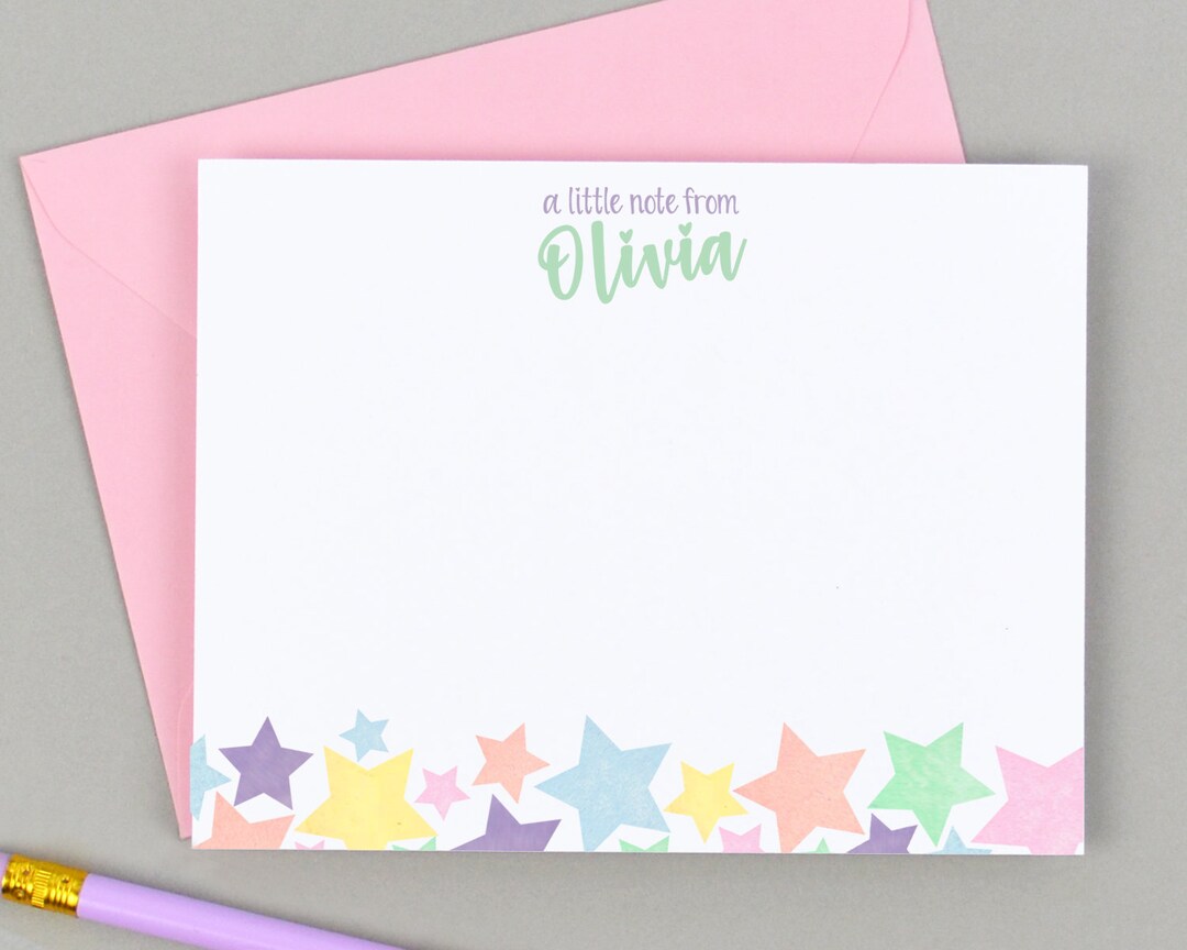 Girls Stationery Set, Girls Stationary Personalized Stationary, Stars ...