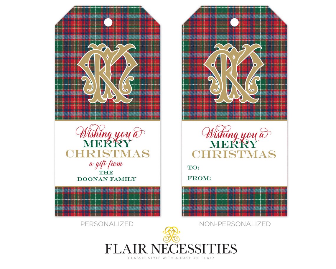 Personalized Christmas Gift Tag Personalized Monogrammed Gift - Etsy