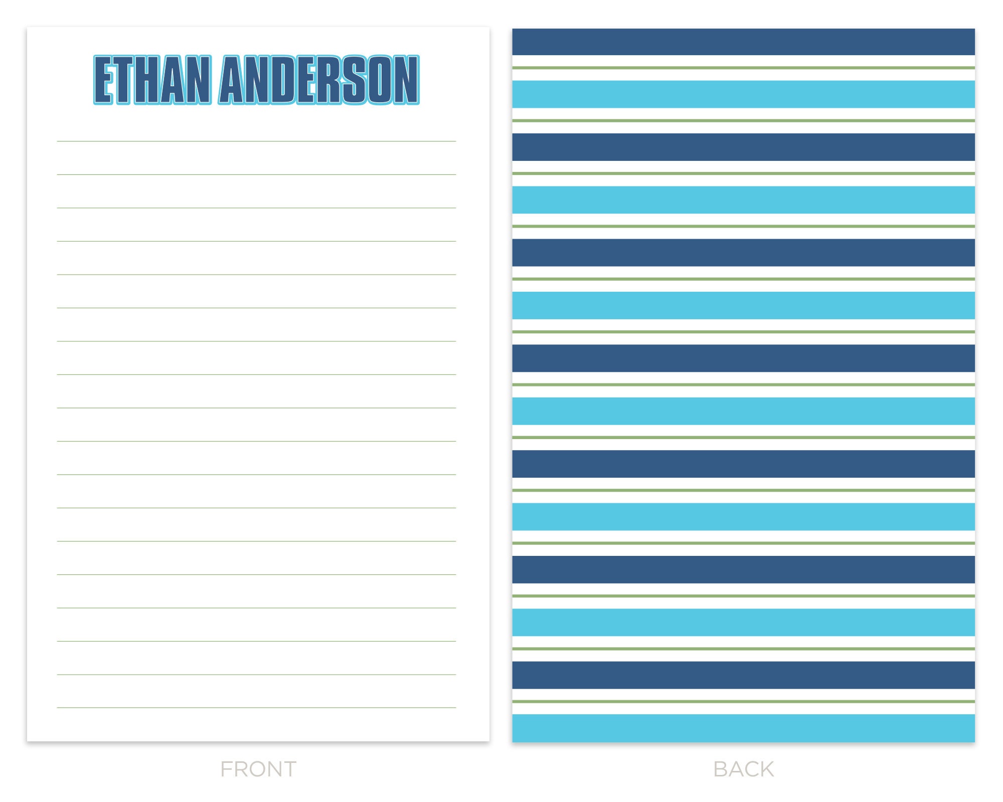 Striped Kids Letter Writing Set Personalized Stationary Paper - Etsy