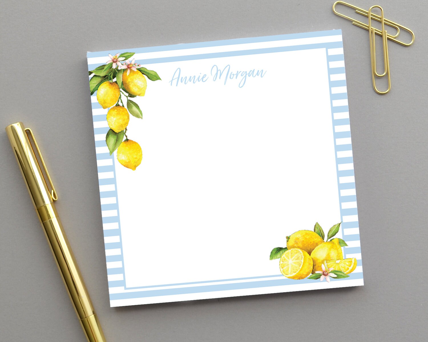 Personalized Lemon Notepad Monogram Lemon Stationary | Etsy