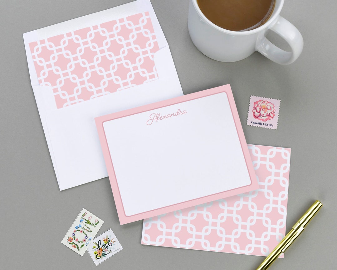 Pink Personalized Stationary Geometric Patterned Stationery - Etsy