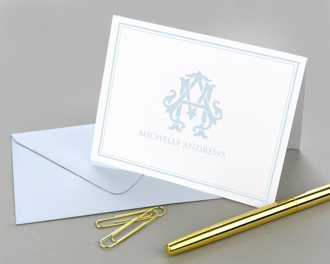 Monogram Stationary Monogrammed Note Card Personalized Note - Etsy
