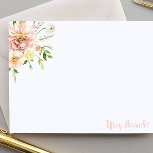 Personalized Floral Stationary Set Personalized, Note Cards Set, Pink ...
