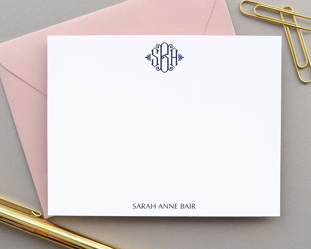 Monogram Stationary Monogrammed Note Card Personalized Note Cards Set ...