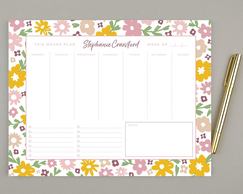 To Do List Notepad Weekly Planner Notepad Weekly Task - Etsy