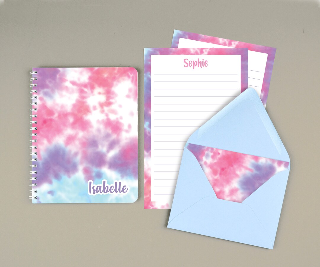 Tie Dye Kids Letter Writing Set, Personalized Stationary Paper for ...
