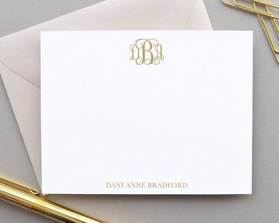 Monogrammed Note Card Set, Personalized Stationery, Script Initial ...